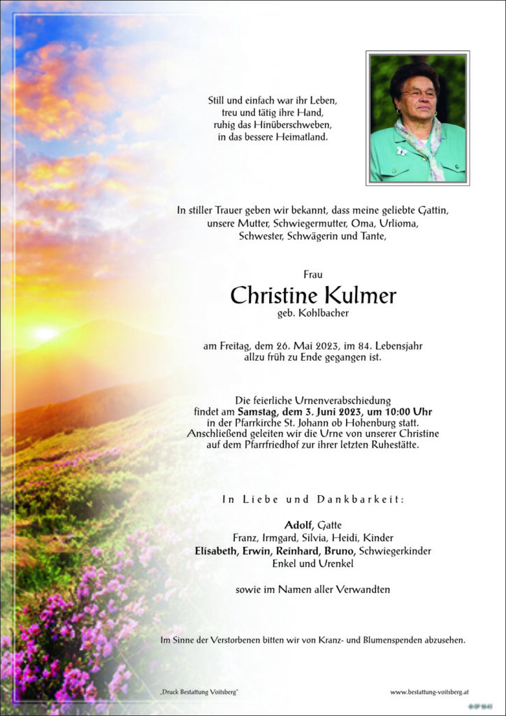 Christine Kulmer, geb. Kohlbacher - Stadtwerke Voitsberg